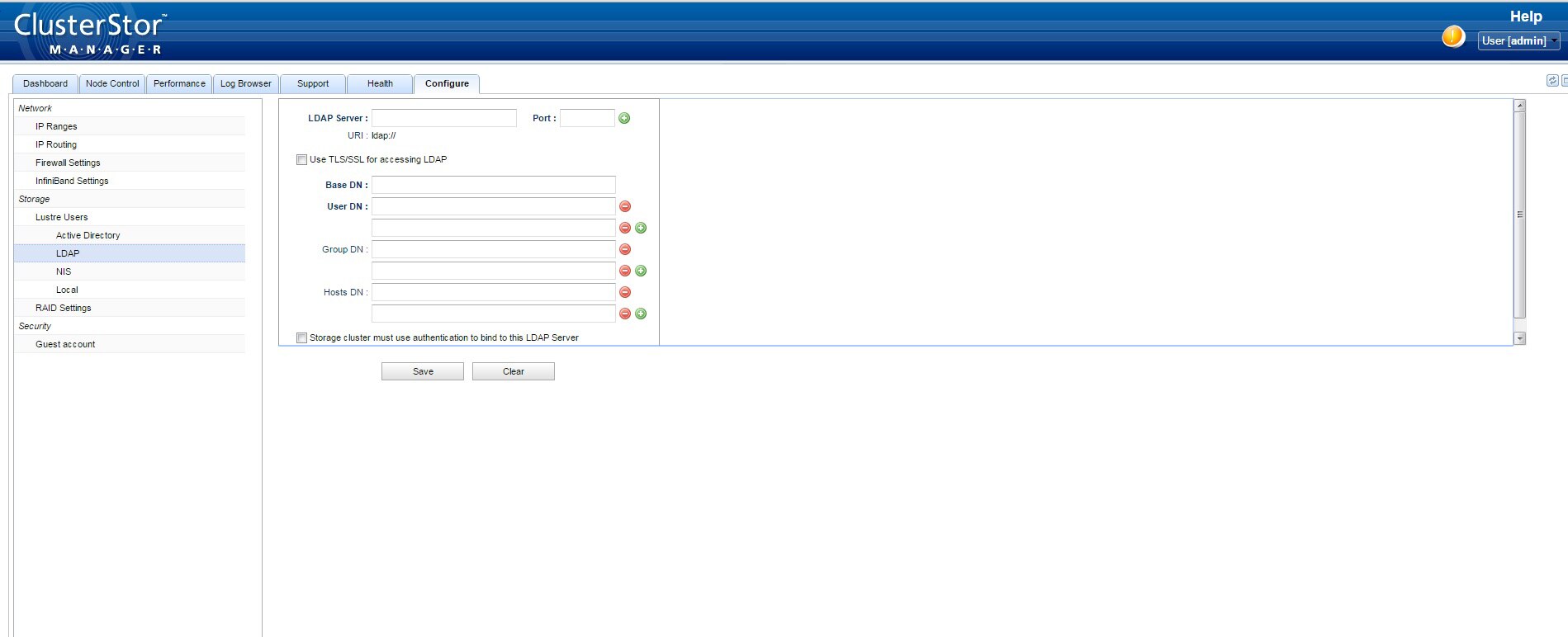 Specify Lustre User Authentication via the LDAP Screen