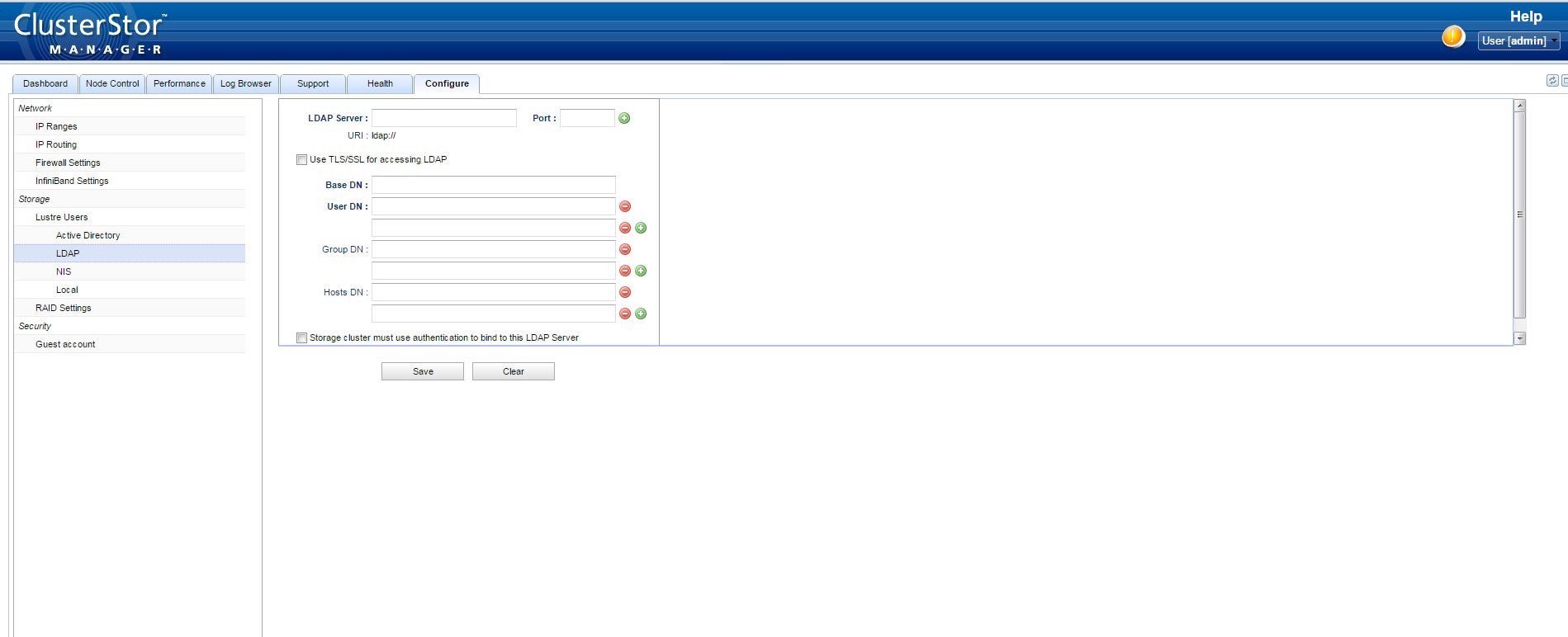 Specify Lustre User Authentication via the LDAP Screen